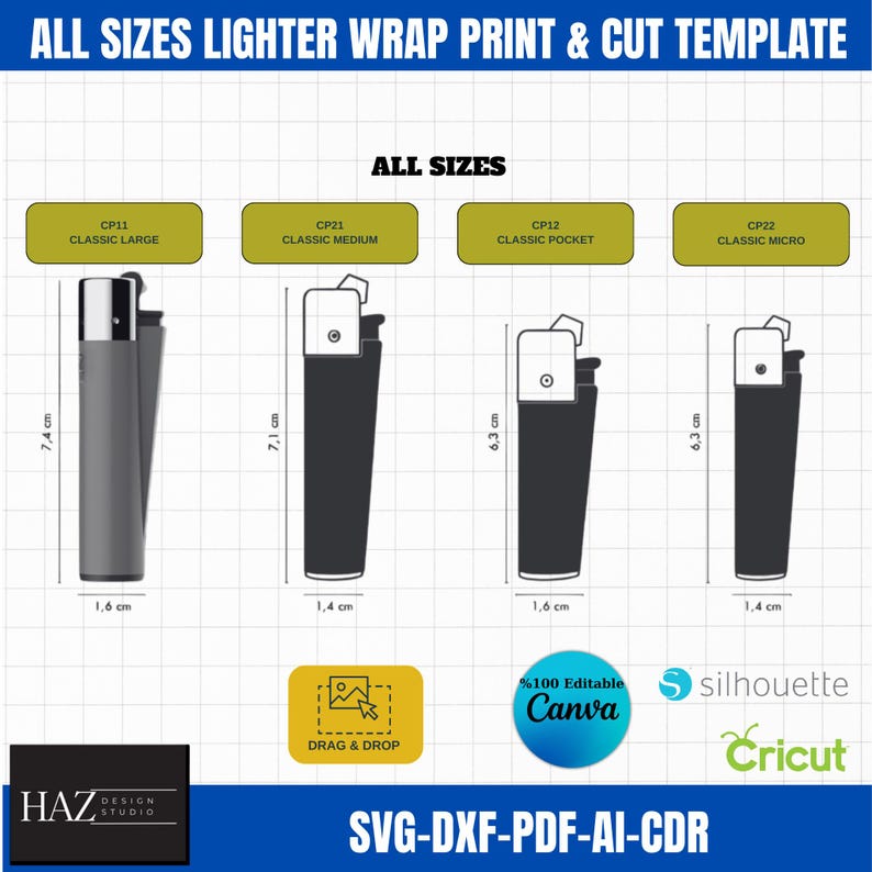 All Sizes Lighter Wrap Template – Print & Cut Design for Customizable ...