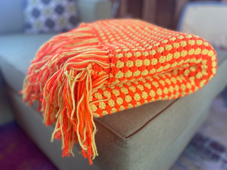 Vintage, Hand Crocheted Blanket - Etsy