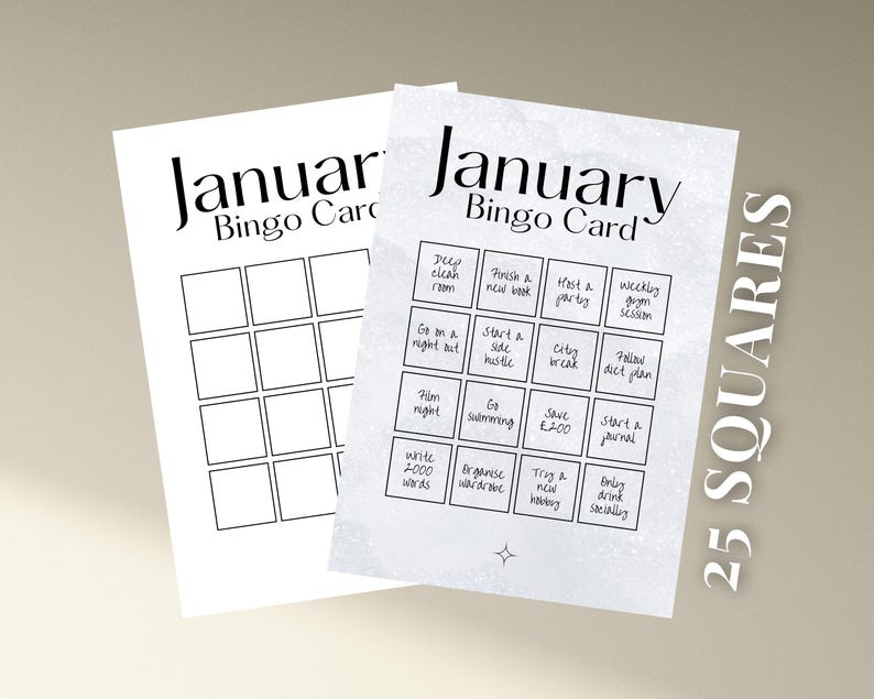 2025 January Bingo Card, 2025 Vision Board, Print and Customise, New ...