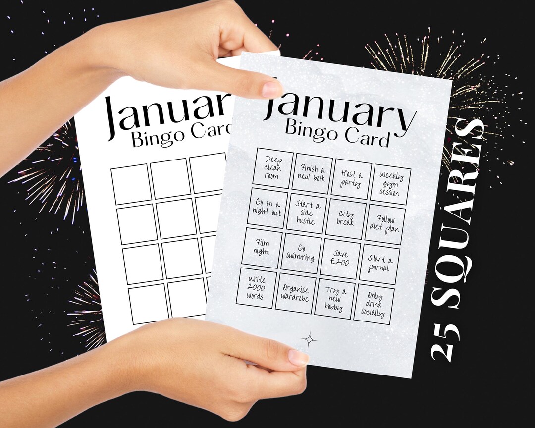 2025 January Bingo Card, 2025 Vision Board, Print and Customise, New ...