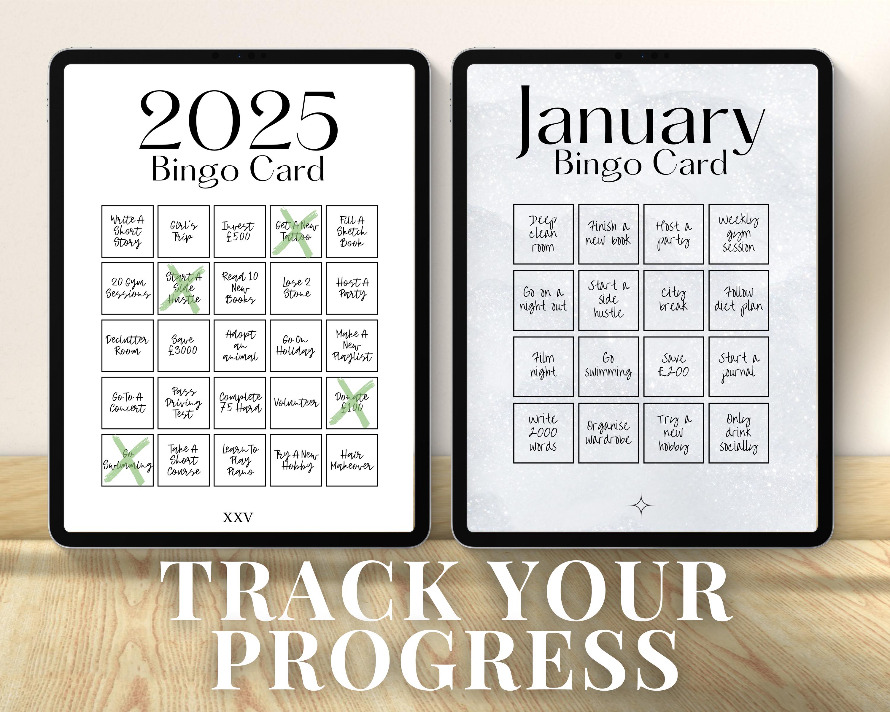 2025 January Bingo Card, 2025 Vision Board, Print and Customise, New ...