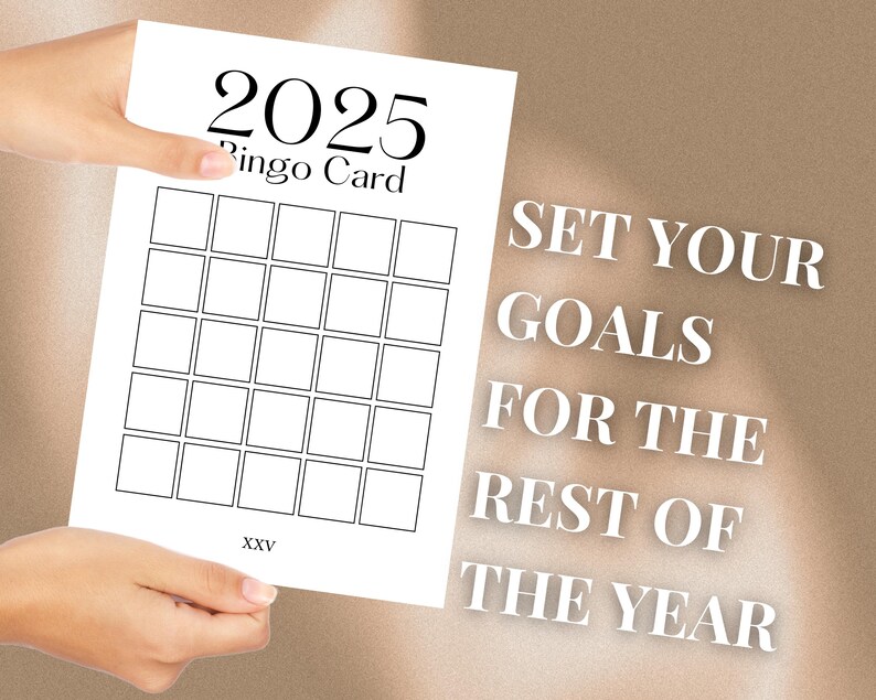 2025 Bingo Card, New Year Vision Board, Print and Customise, Fun Glow ...