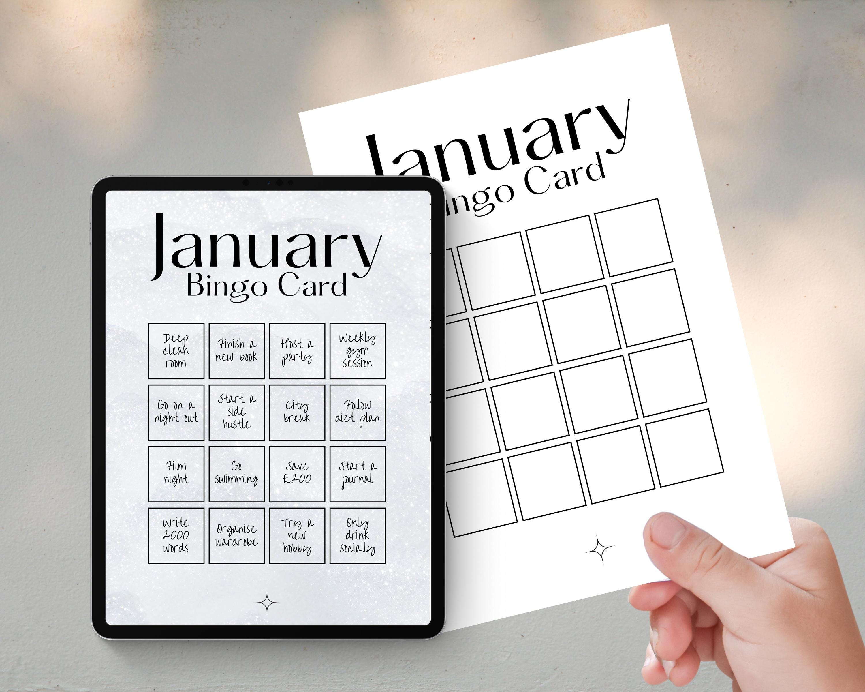 2025 January Bingo Card, 2025 Vision Board, Print and Customise, New ...