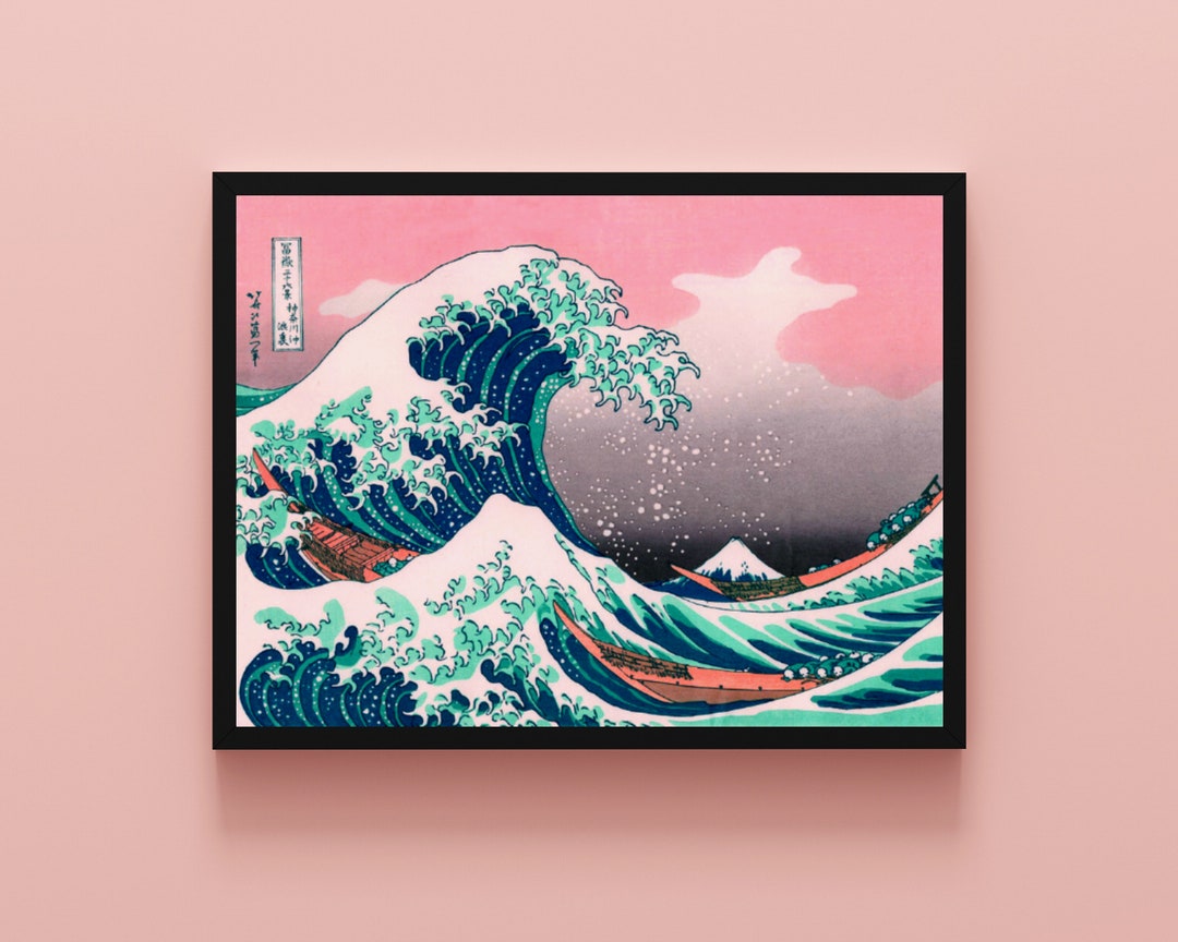 The Pink Wave off Kanagawa, Printable Wall Art, the Great Wave off ...