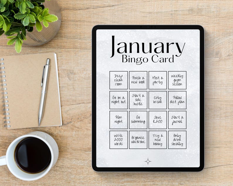2025 January Bingo Card, 2025 Vision Board, Print and Customise, New ...