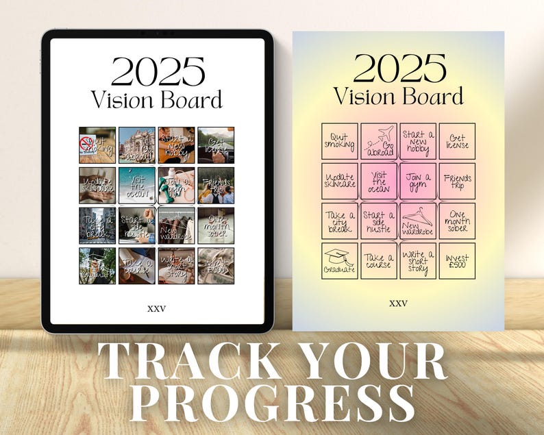 2025 Vision Board Bingo Card, New Years Vision Board, Print and ...
