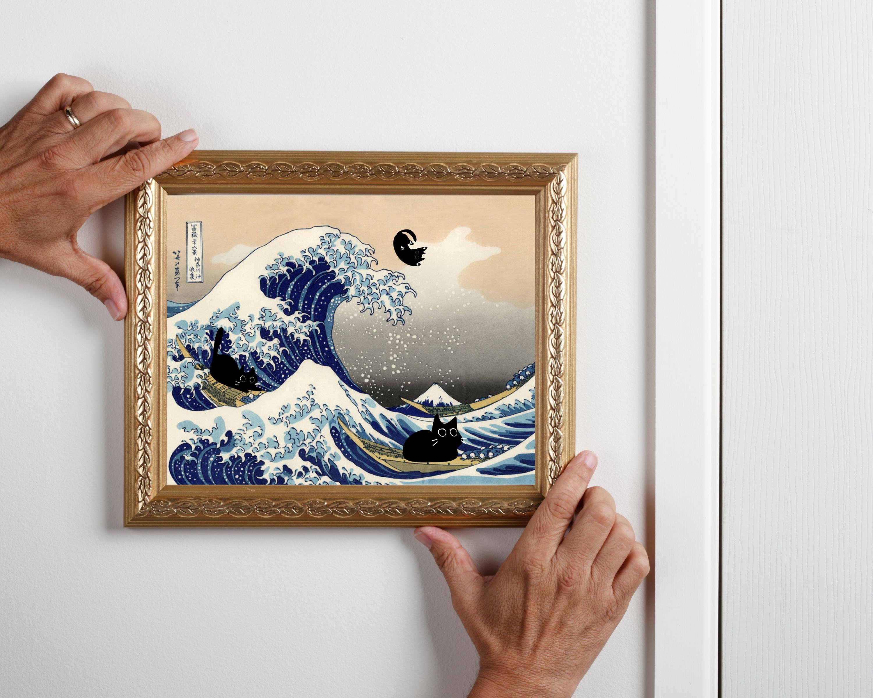 The Great Wave off Catagawa, Printable Cat Wall Art, the Great Wave off ...