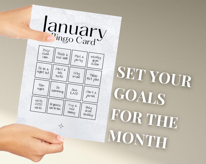 2025 January Bingo Card, 2025 Vision Board, Print and Customise, New ...