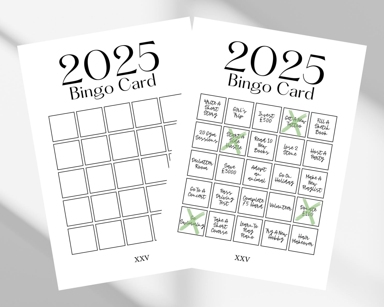 2025 Bingo Card, New Year Vision Board, Print and Customise, Fun Glow ...