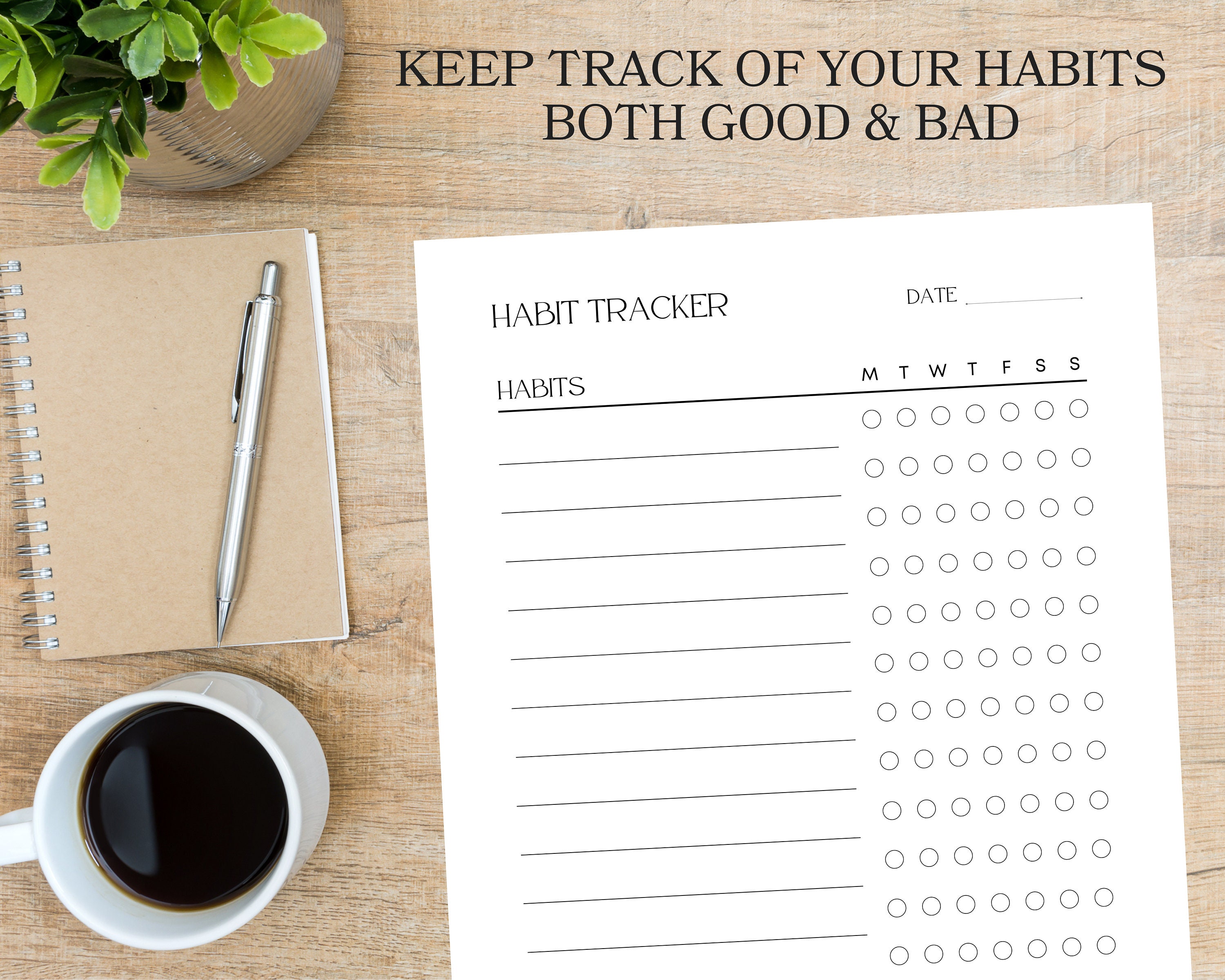 Weekly Habit Tracker, Printable Planner, Daily Habit Tracking, Week ...