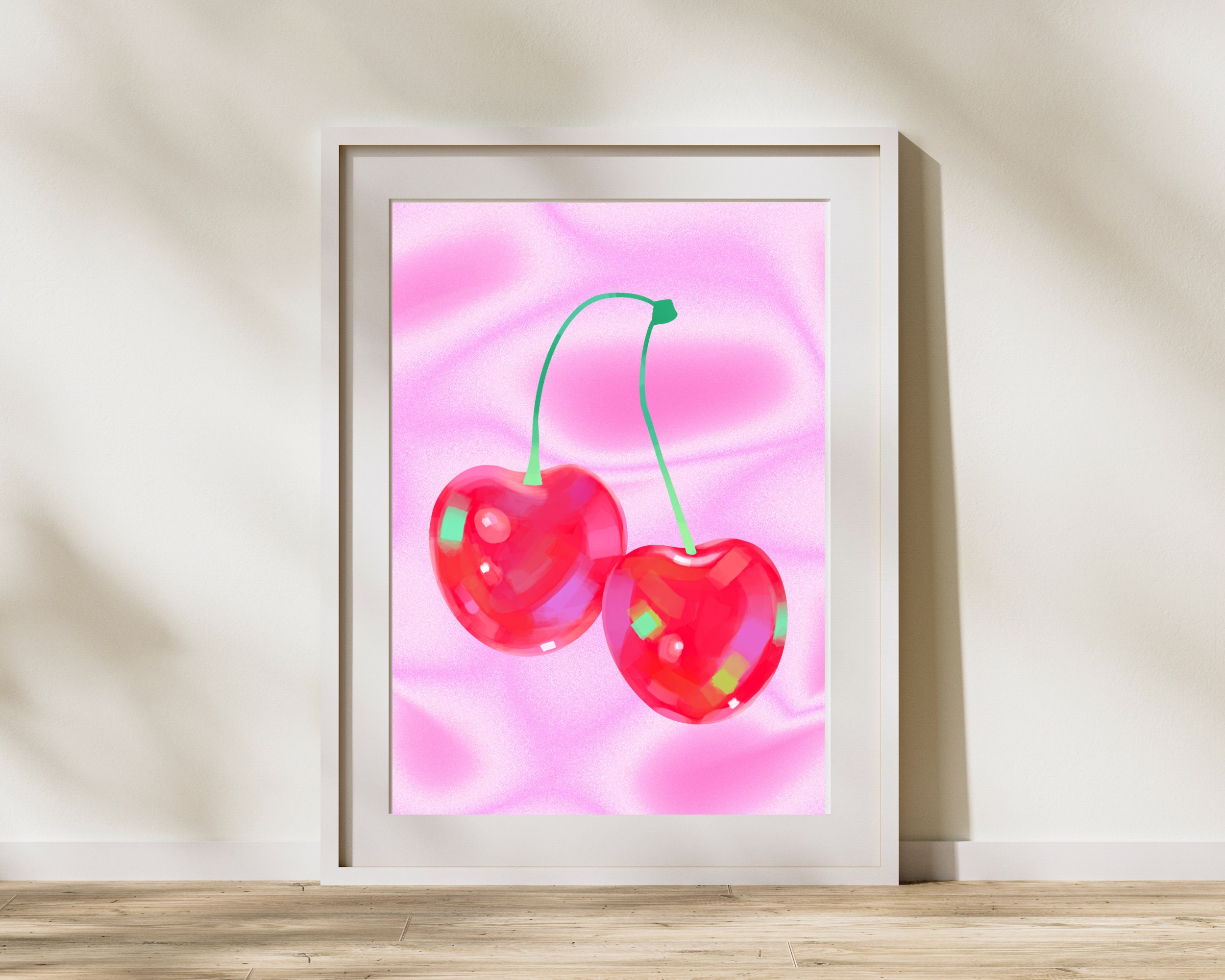 Pink Y2K Cherry Aura Poster, Printable Wall Art, Coquette Aesthetic ...