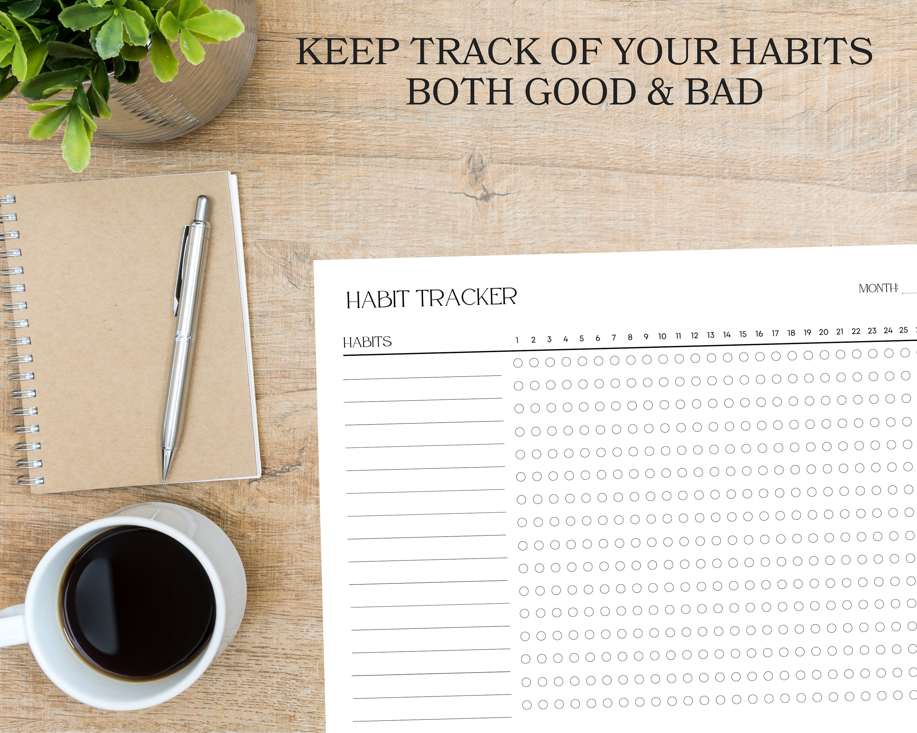 Monthly Habit Tracker, Printable Planner, Daily Habit Tracking, 30 Day ...