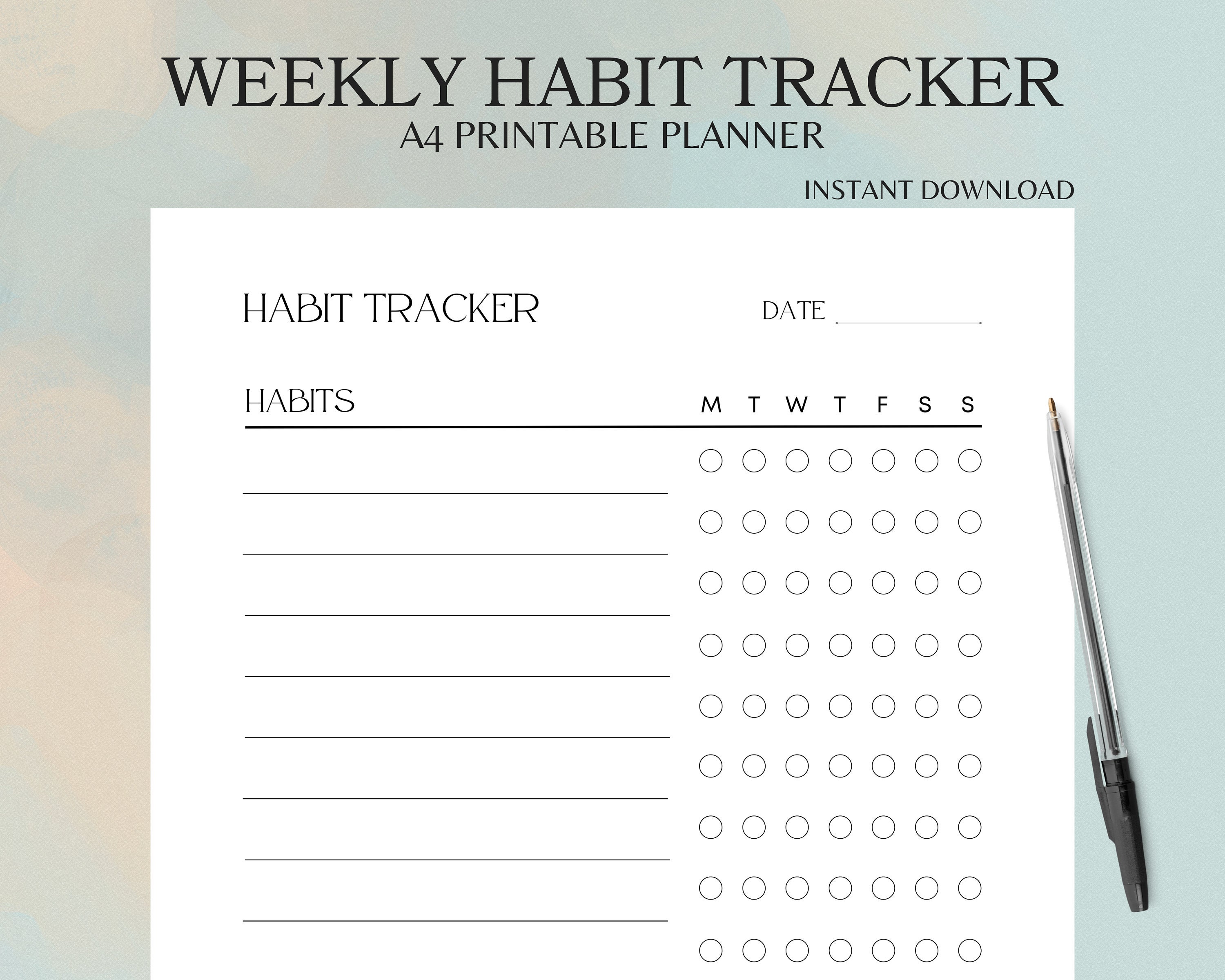 Weekly Habit Tracker, Printable Planner, Daily Habit Tracking, Week ...