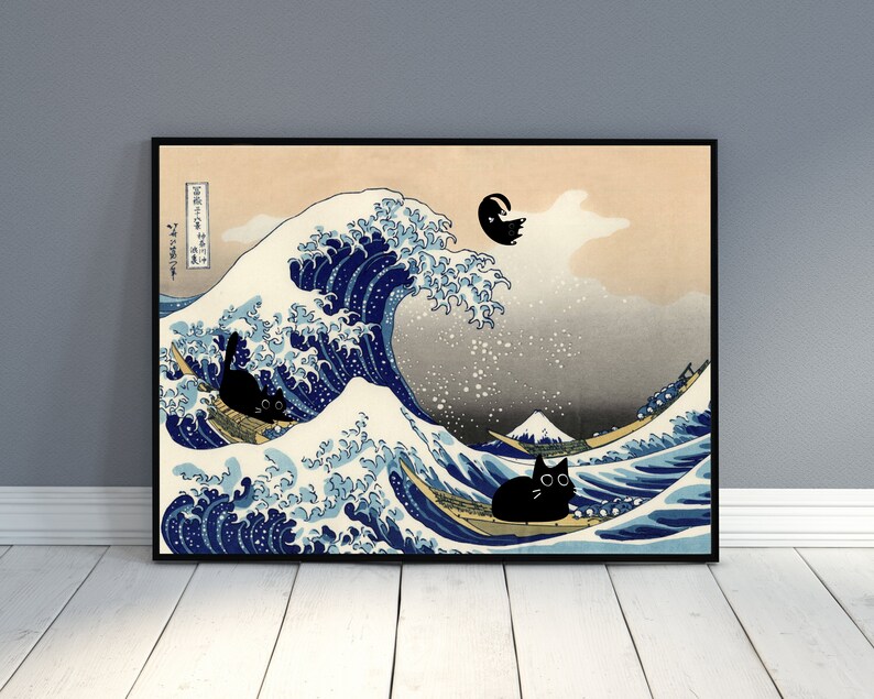 The Great Wave off Catagawa, Printable Cat Wall Art, the Great Wave off ...