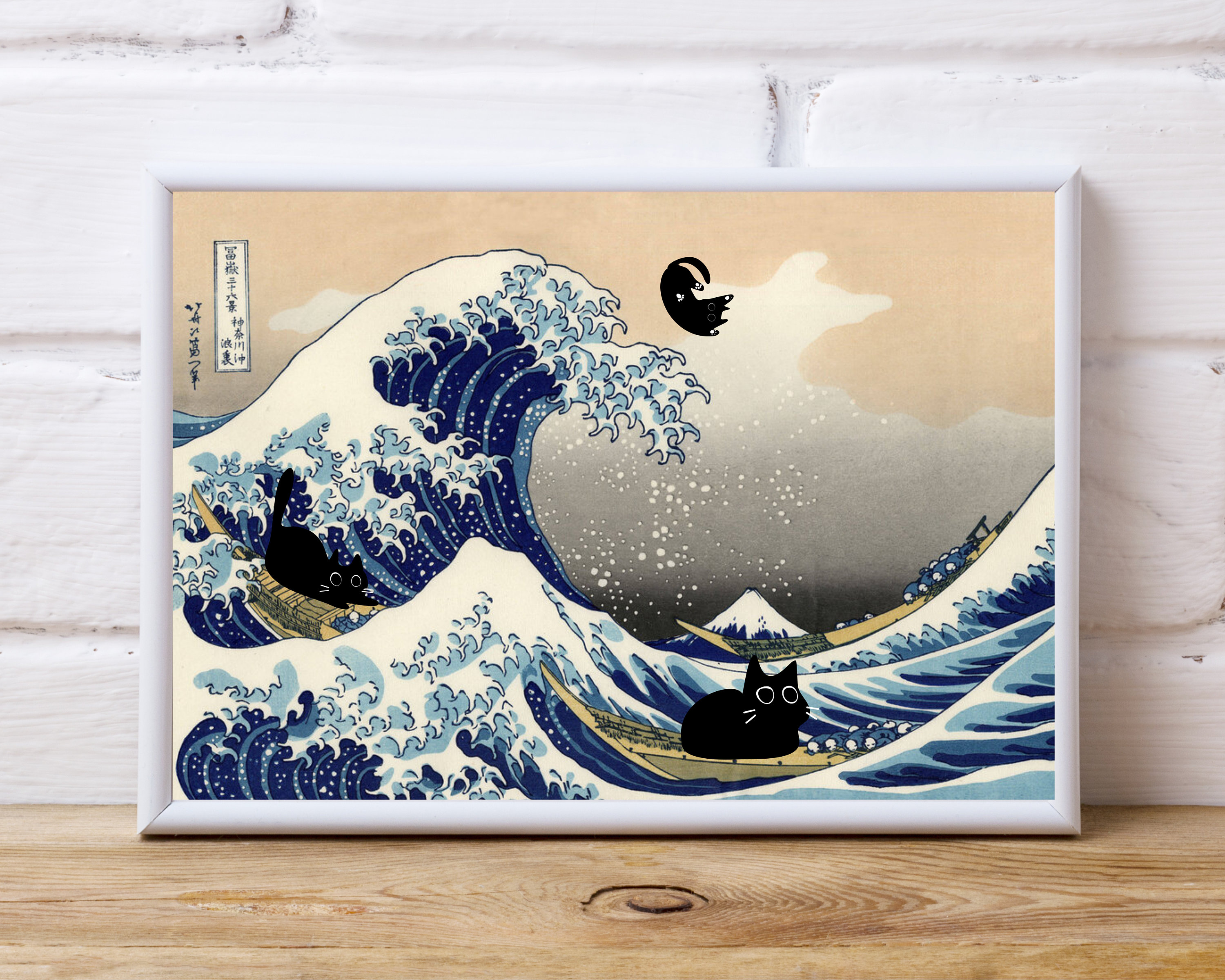 The Great Wave off Catagawa, Printable Cat Wall Art, the Great Wave off ...