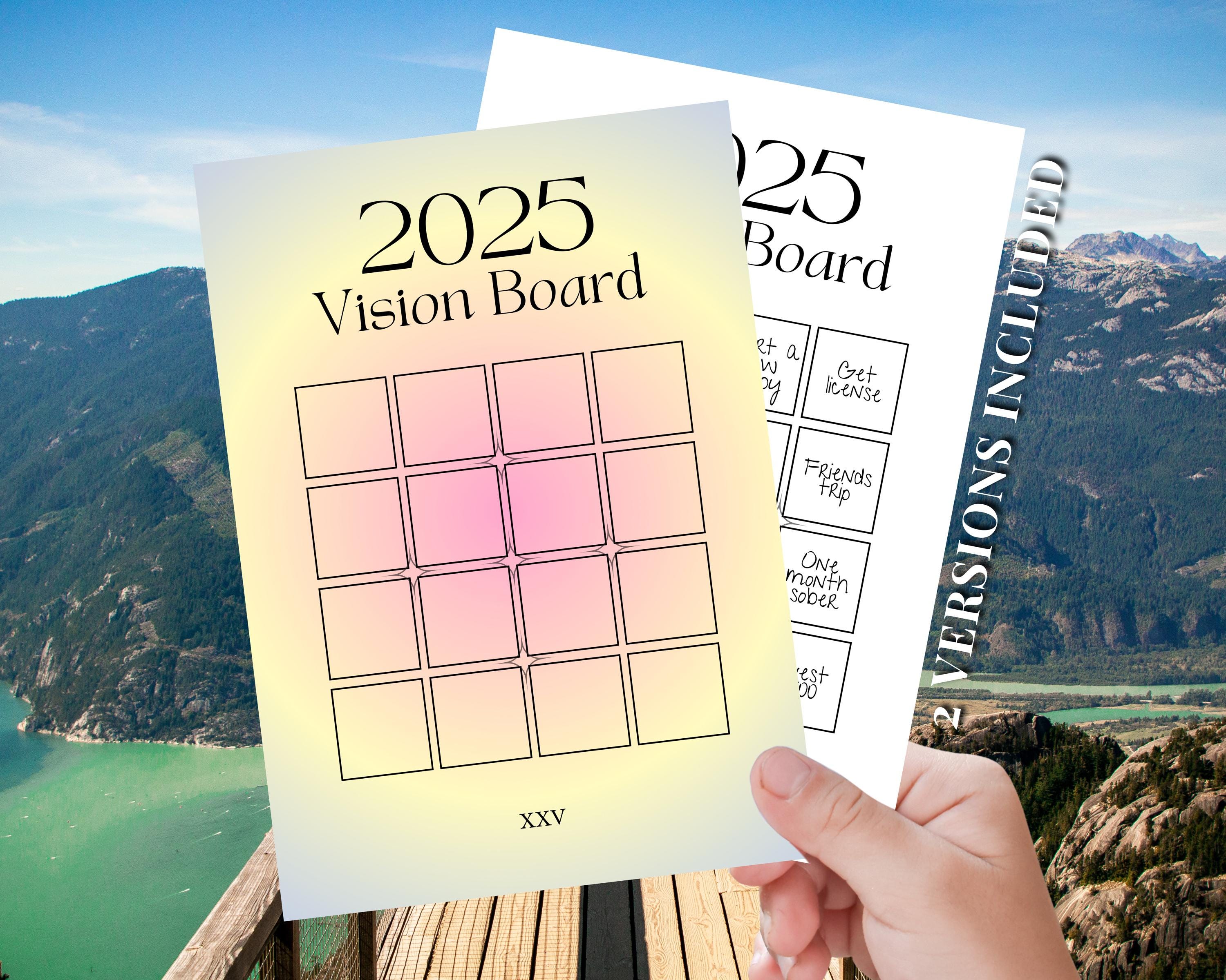 2025 Vision Board Bingo Card, New Years Vision Board, Print and ...