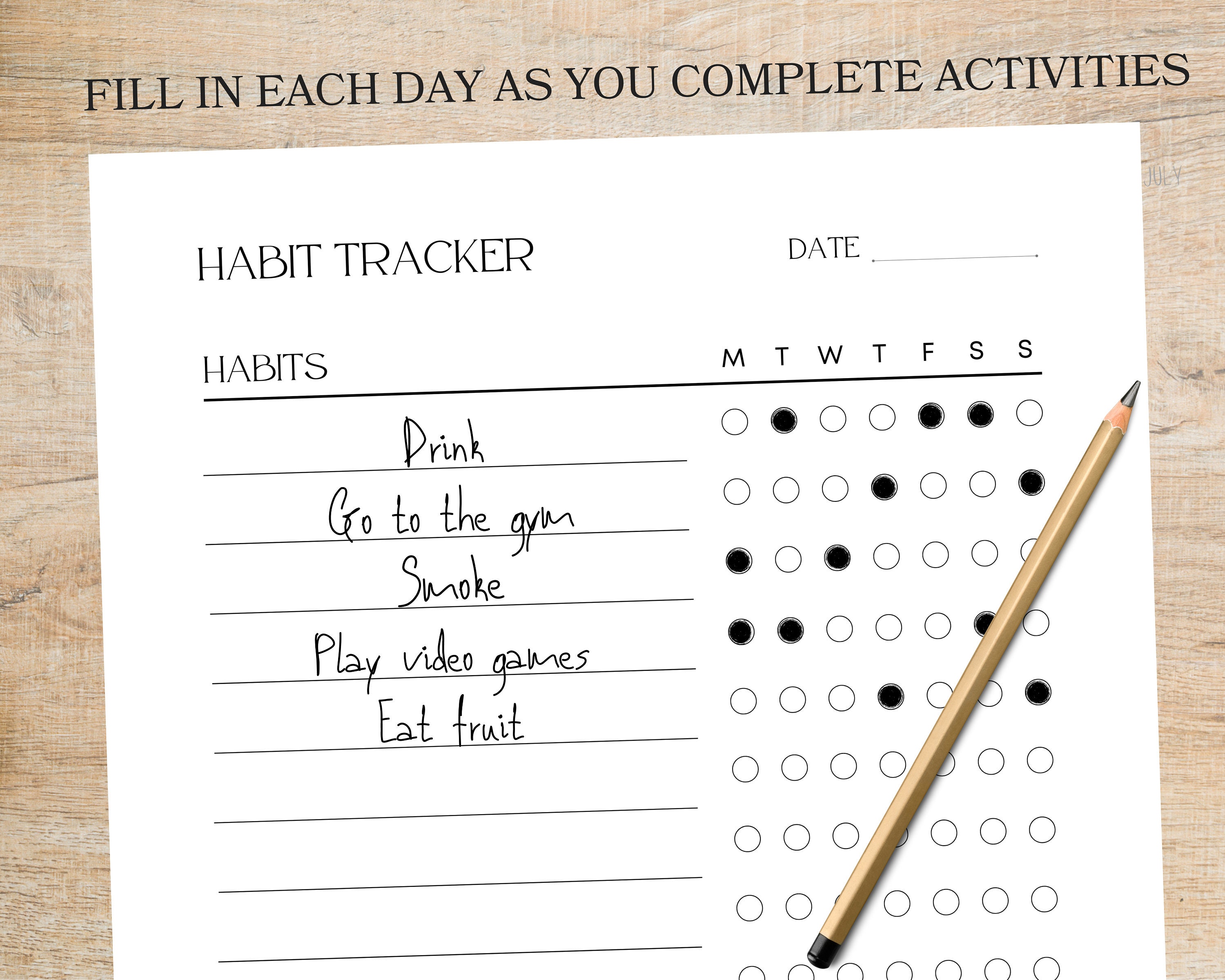 Weekly Habit Tracker, Printable Planner, Daily Habit Tracking, Week ...