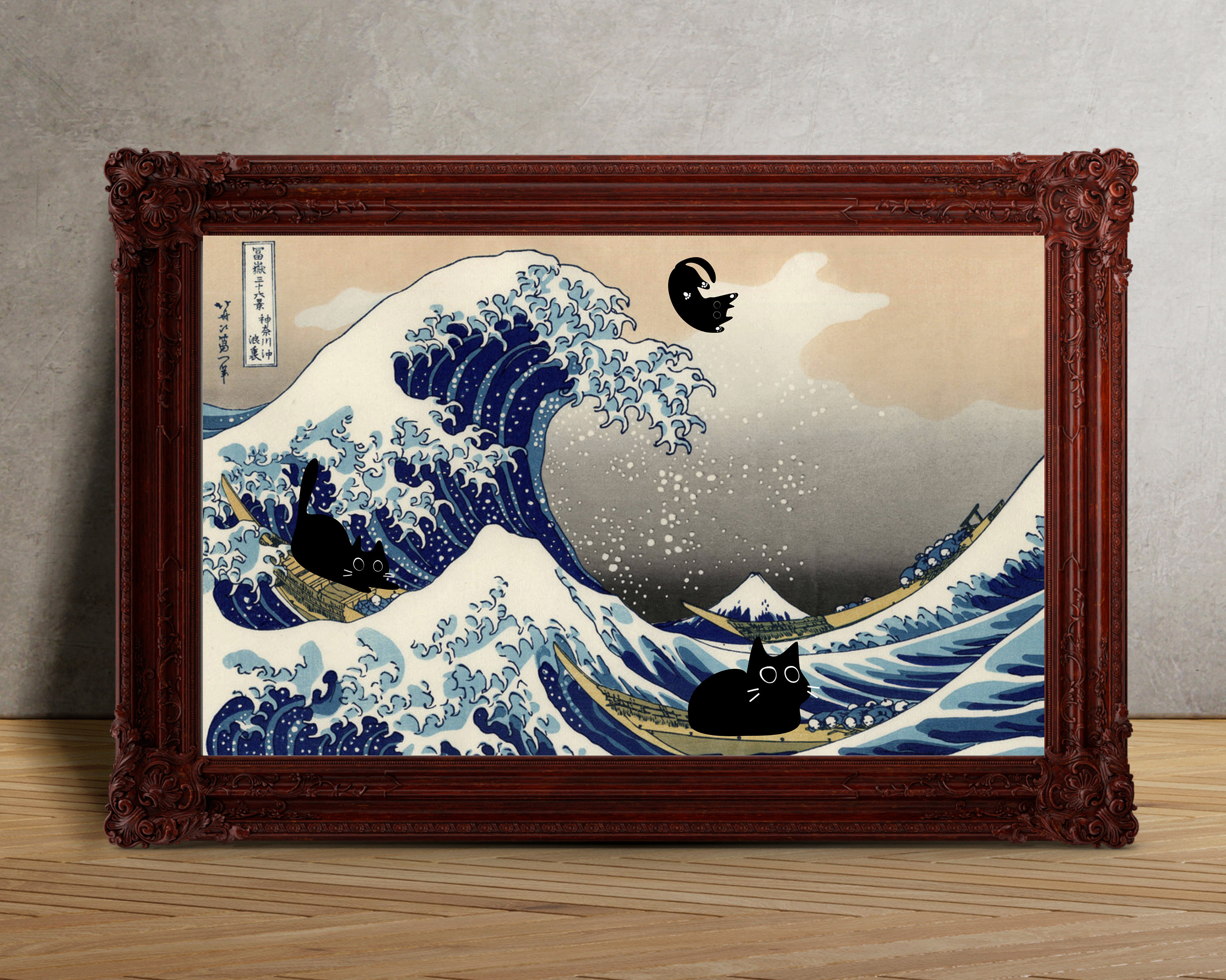 The Great Wave off Catagawa, Printable Cat Wall Art, the Great Wave off ...