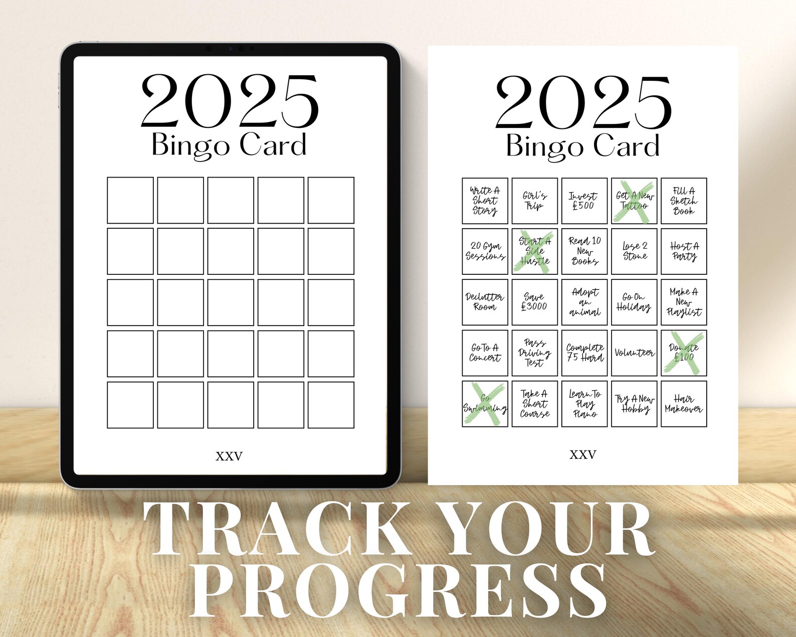 2025 Bingo Card, New Year Vision Board, Print and Customise, Fun Glow ...