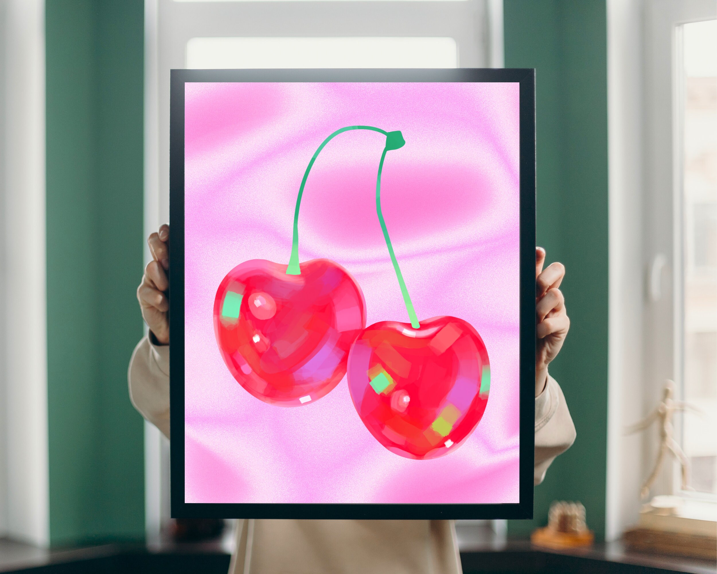 Pink Y2K Cherry Aura Poster, Printable Wall Art, Coquette Aesthetic ...