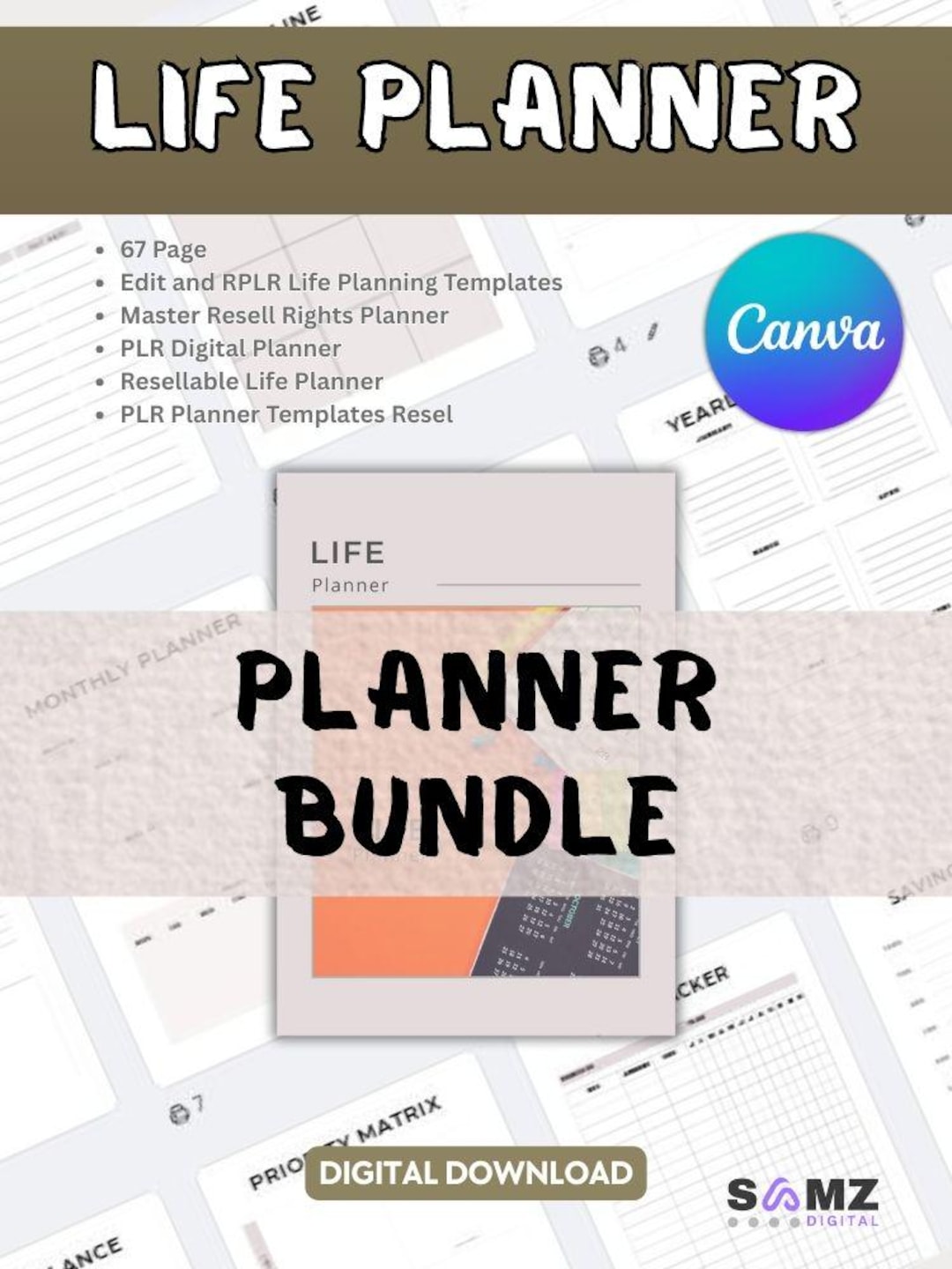 Life Planner Canva Template | Canva Editable & Rebrand Able ...