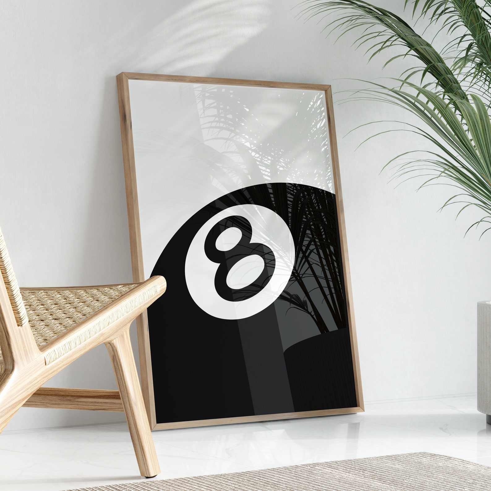 Retro 8 Ball Art, Vintage Casino Wall Print & Lucky Dice Decor ...