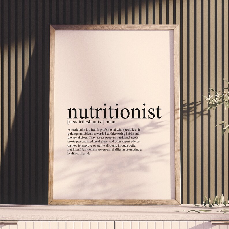 Nutritionist Definition Print, Nutritionist Minimalist Print, Dietitian ...