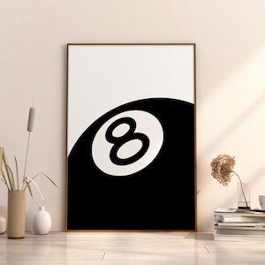 Retro 8 Ball Art, Vintage Casino Wall Print & Lucky Dice Decor ...
