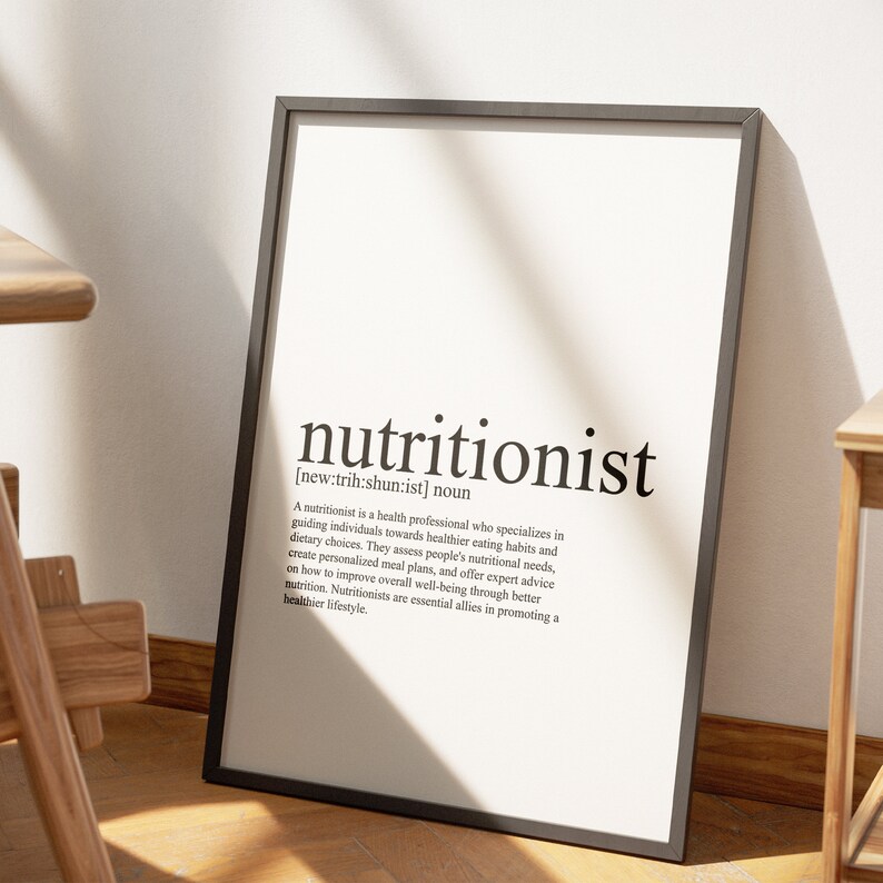 Nutritionist Definition Print, Nutritionist Minimalist Print, Dietitian ...
