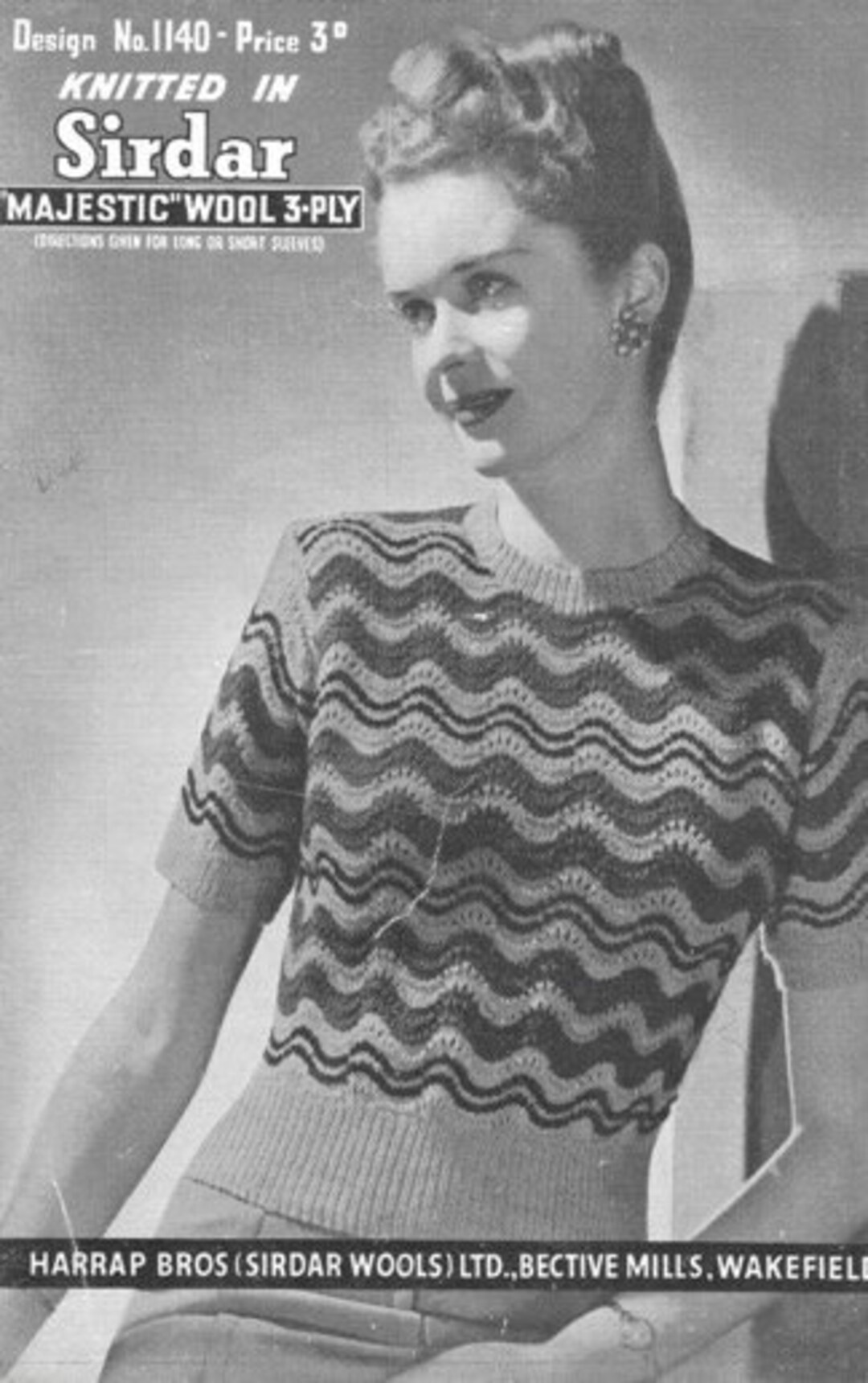 Waves Jumper 1940s Knitting Pattern Bust 35 Inches - Etsy