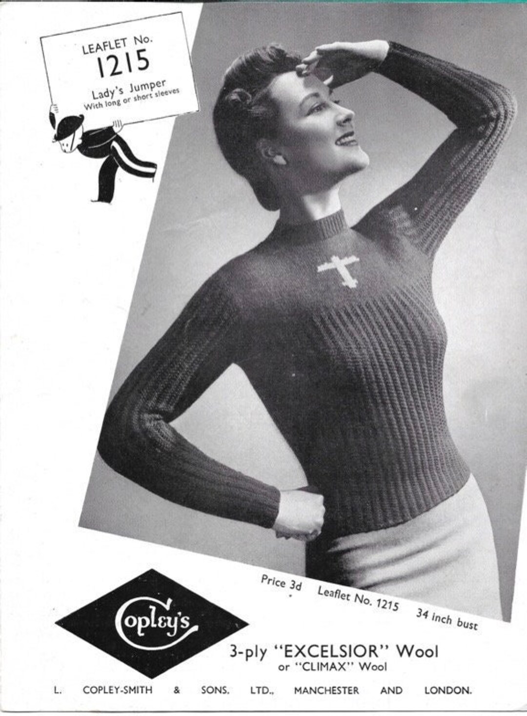 1940s Airplane Jumper Knitting Pattern Copley's 34-inch Bust - Etsy