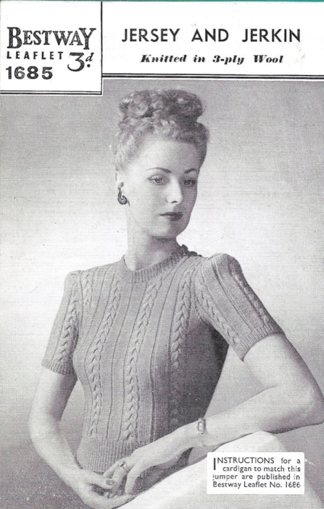 Jersey and Jerkin 1940s Knitting Pattern Bestway 32-33 Inches - Etsy