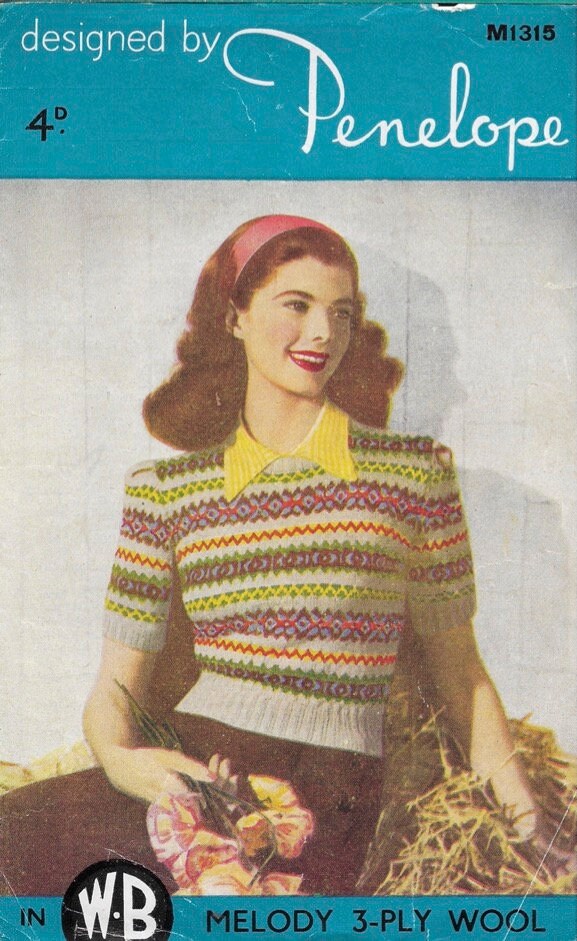 Fair Isle Sweater 1940s Knitting Pattern 33-35 Inch Bust - Etsy