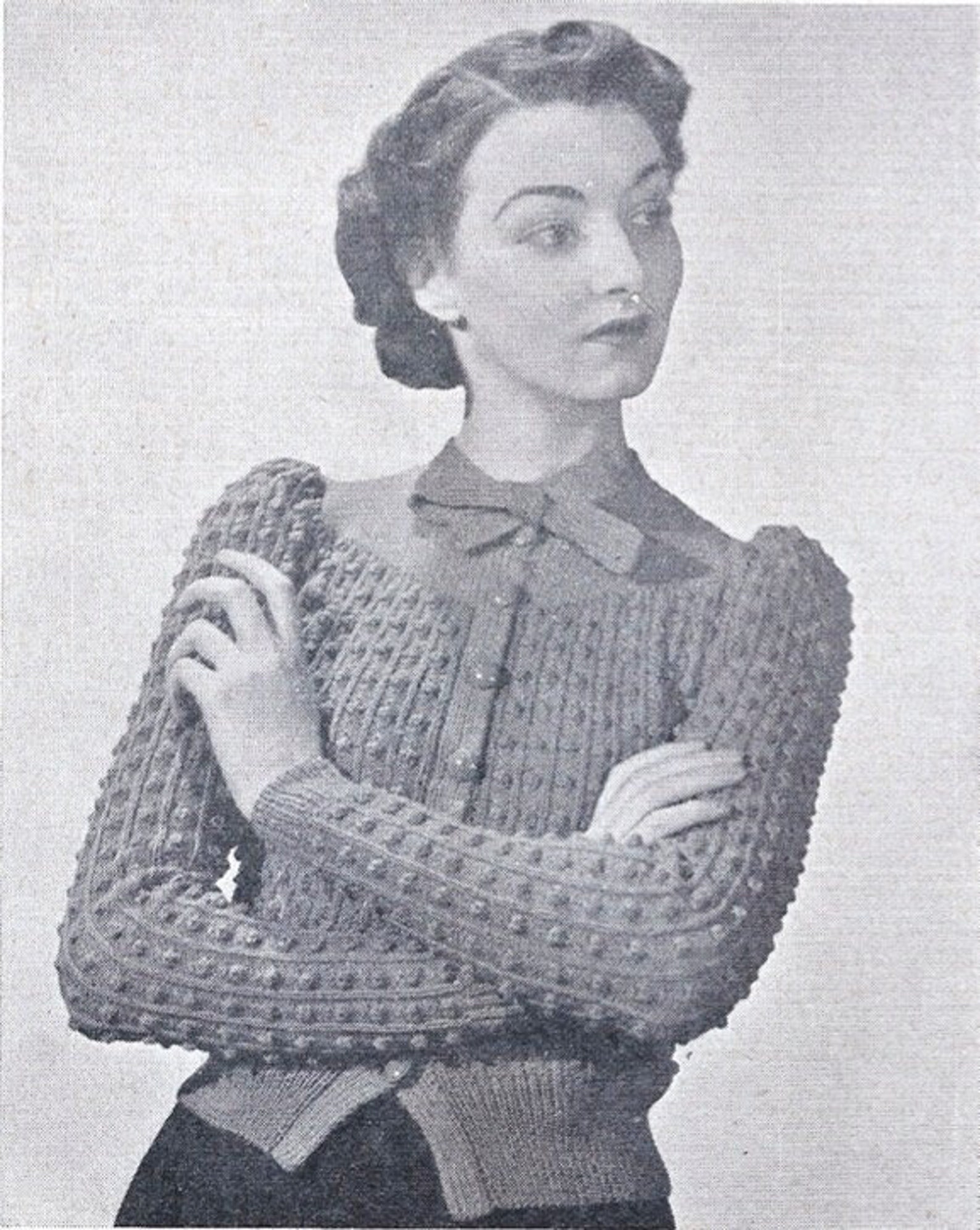 Jumper With Bobbles 1930s Knitting Pattern Stitchcraft Bust 30-32 ...