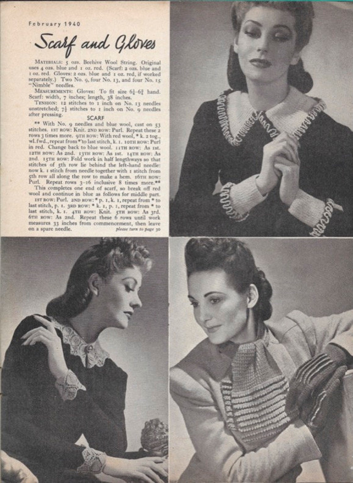 Stitchcraft Magazine February 1940 1940s Knitting Patterns - Etsy