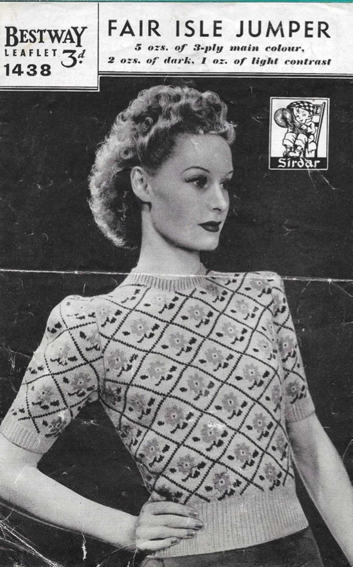 Flowers Fair Isle Jumper 1940s Knitting Pattern Bestway 35 Inch Bust - Etsy