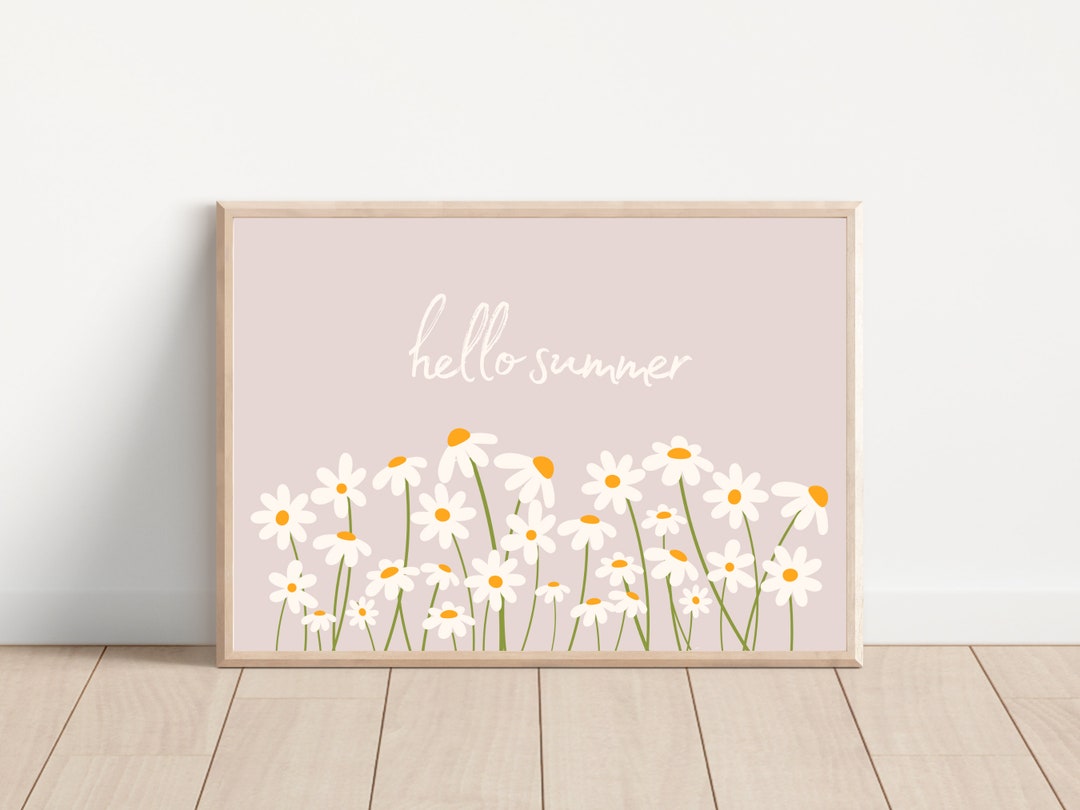 Hello Summer Print, Floral Children's Poster, Daisy Wall Art, Nursery ...