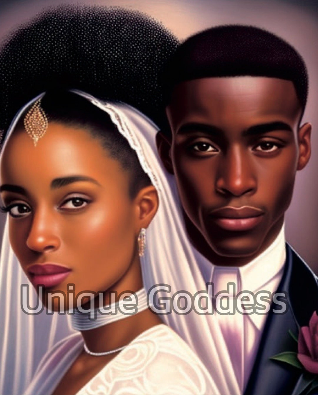 Custom Wedding Portrait African American Art Midjourney Ai Art Wedding