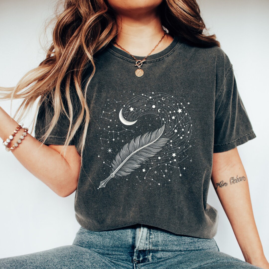 Celestial Quill: Mesmerizing White Line Drawing on Black stars ...