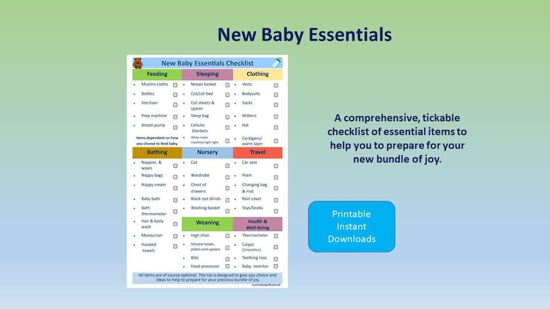 Baby Essentials Checklist - Etsy