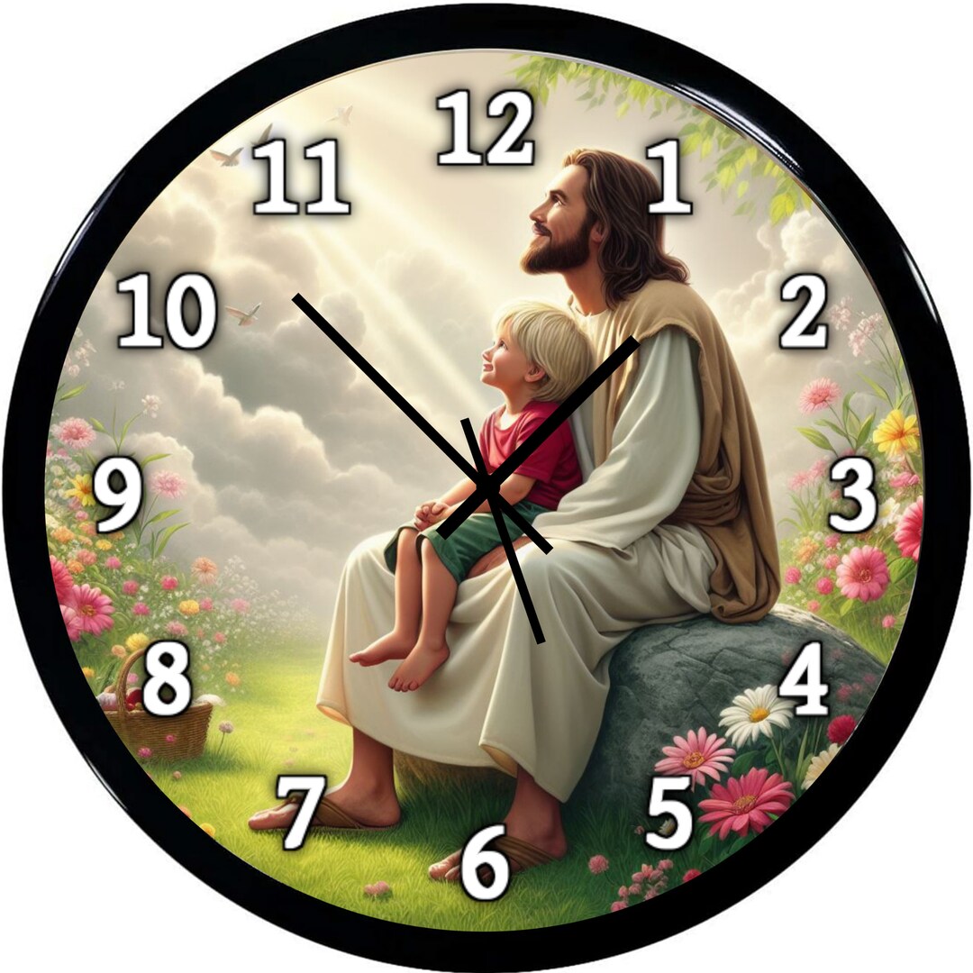 Jesus Plastic Wall Clock With Glass in 28 X 28 X 6 Cm Timeless Elegance ...