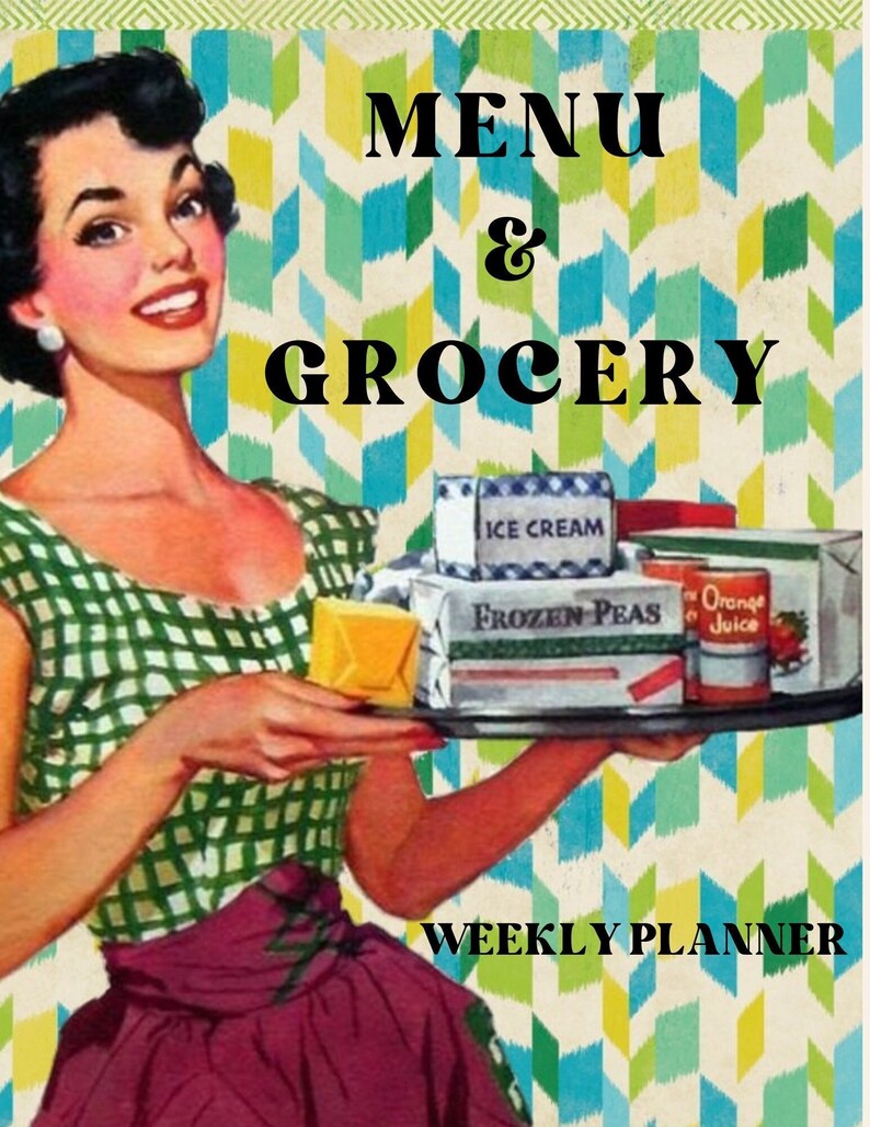 Retro Menu & Grocery Planner - Etsy