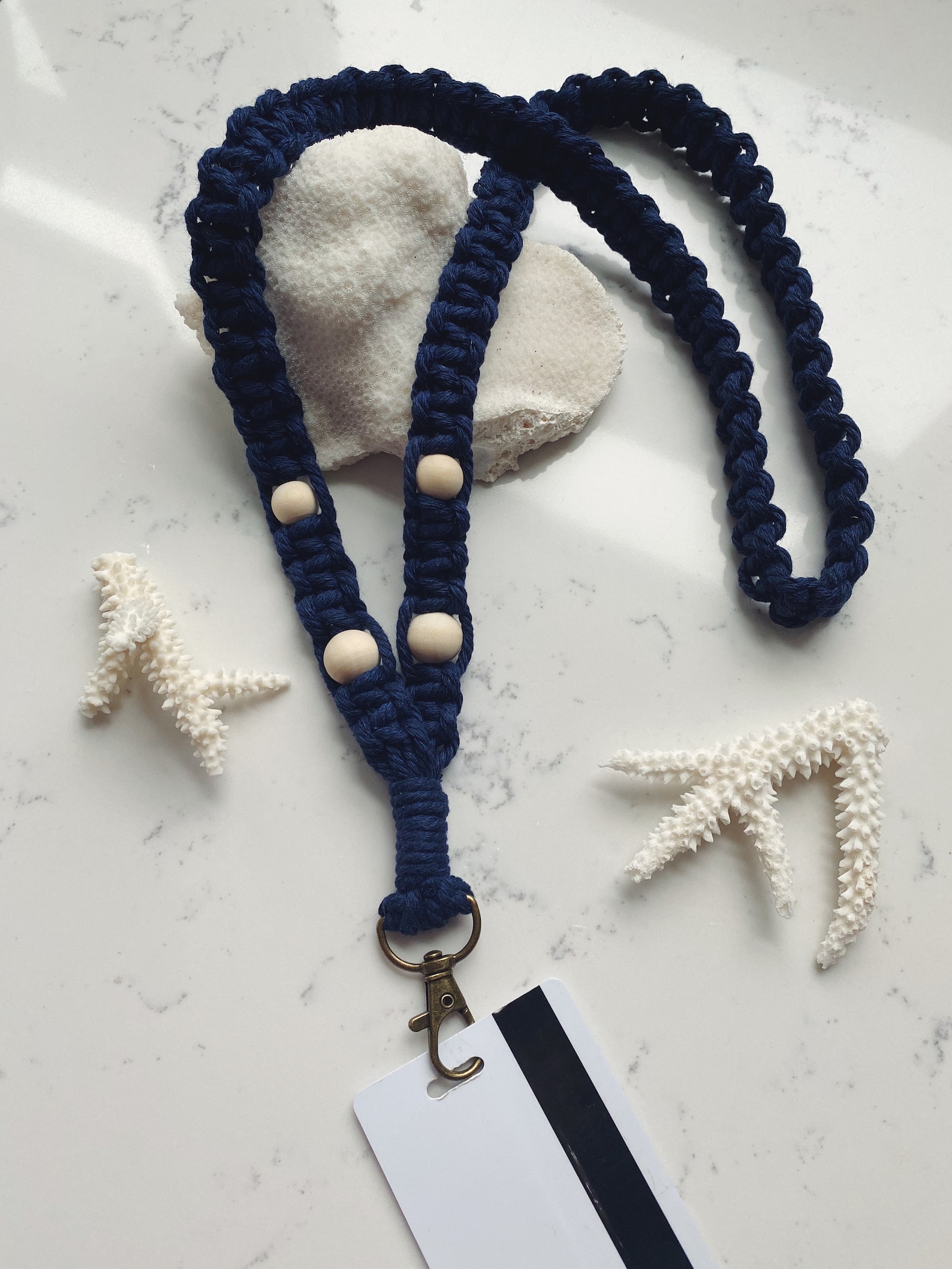 Beaded Boho Macrame Lanyard/ Macrame ID Card Holder/ Badge Holder/ Key ...