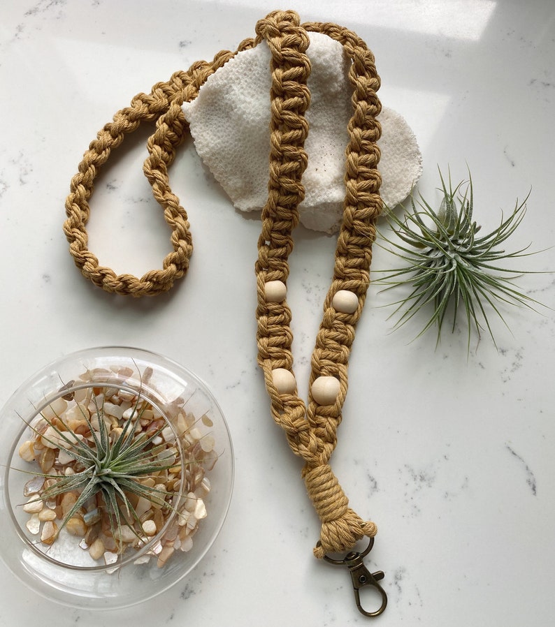 Beaded Boho Macrame Lanyard/ Macrame ID Card Holder/ Badge Holder/ Key ...