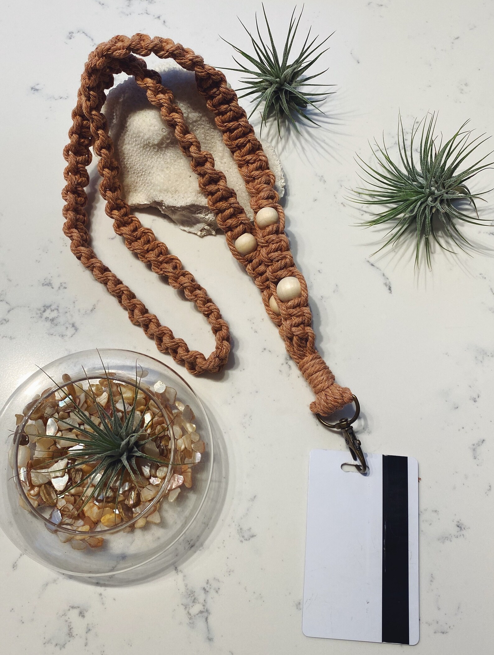 Beaded Boho Macrame Lanyard/ Macrame ID Card Holder/ Badge Holder/ Key ...