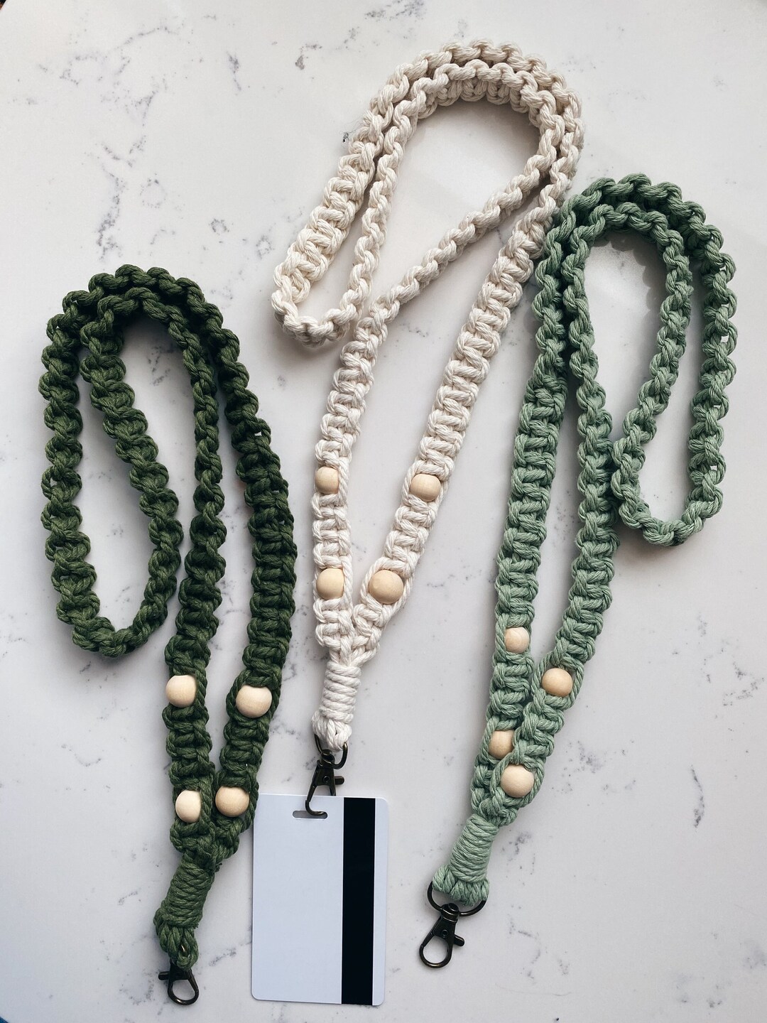 Beaded Boho Macrame Lanyard/ Macrame ID Card Holder/ Badge - Etsy
