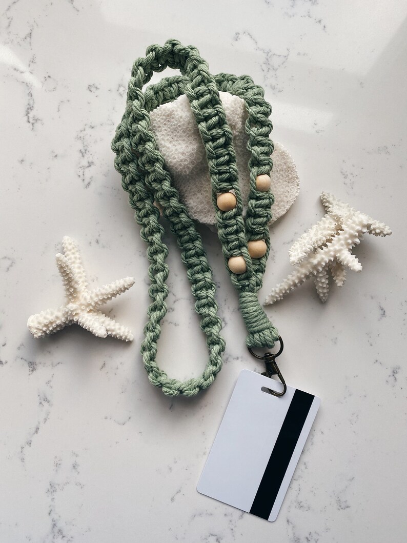 Beaded Boho Macrame Lanyard/ Macrame ID Card Holder/ Badge - Etsy