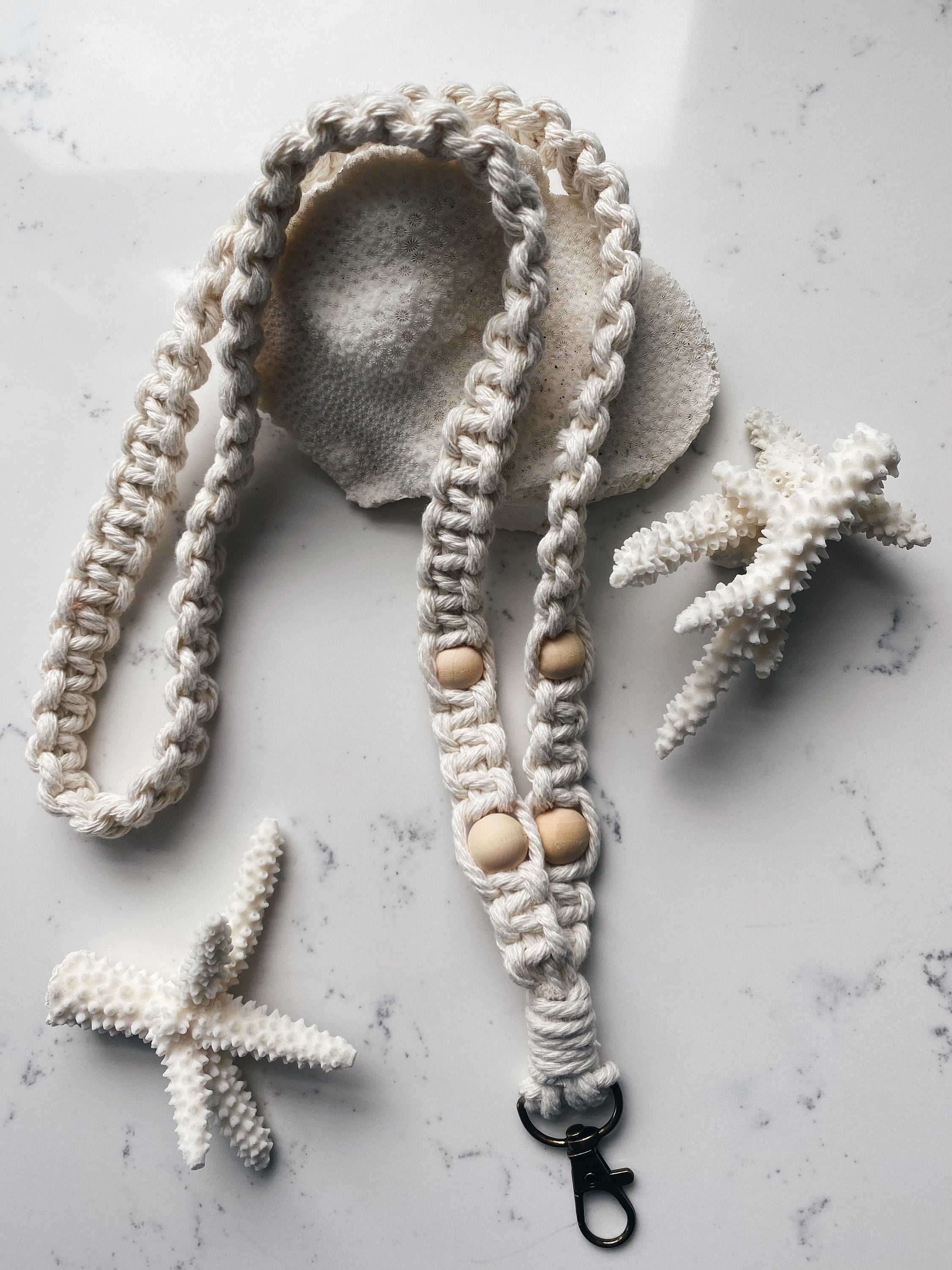 Beaded Boho Macrame Lanyard/ Macrame ID Card Holder/ Badge Holder/ Key ...