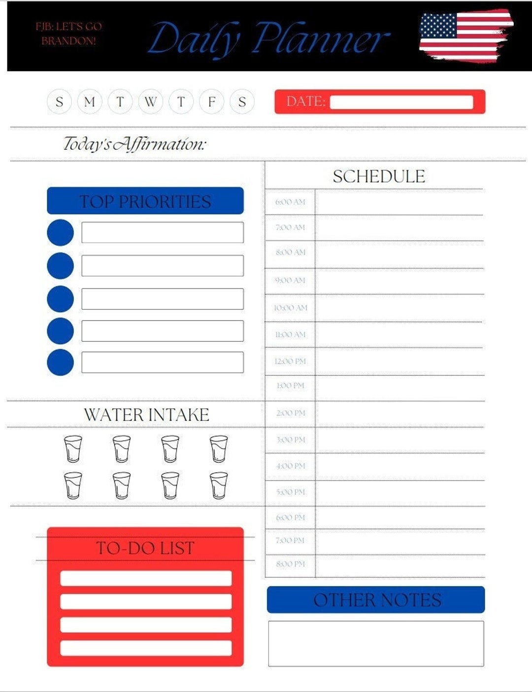 Patriotic Daily Planner - Etsy