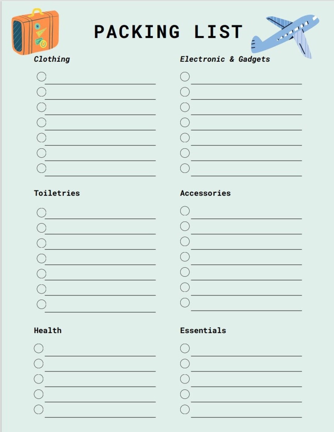 Travel Packing List - Etsy